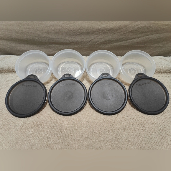 Tupperware | Kitchen | Tupperware Snack Cups Set Of 4 With Black Seals ...